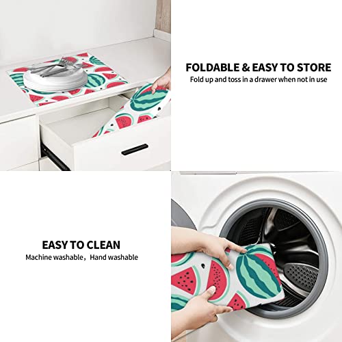 Fruits Watermelon Printed Drying Mat For Kitchen Ultra Absorbent Microfiber Dishes Drainer Mats Non-Slip Silicone Quick Dry Pad - 18 X 16inch