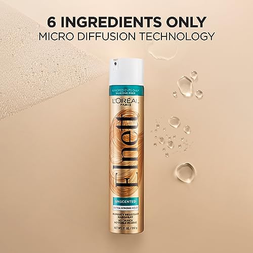 L'Oreal Paris Elnett Satin Hairspray Extra Strong Hold Unscented 11 oz; (Packaging May Vary)