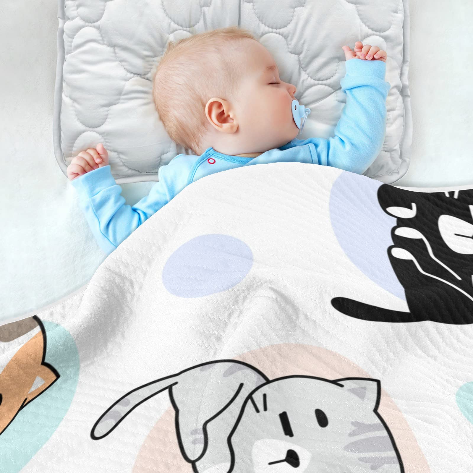 Baby Blankets Cute Cats Cotton Double Layer Soft Pram Blankets Girls Boys