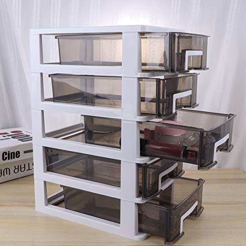 DECHOUS Plastic Storage Drawer, 5- layer Storage Cabinet Plastic Drawer, Portable Storage Rack Organizer clear Drawer Organizers Makeup Organizer Makeup Drawer Clear Jewelry Organizer