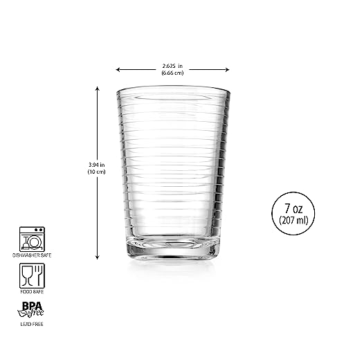 Juice Glasses 7 oz. Set Of 4 Glass Cups β By Home Essentials and Beyond β Beverage Water Tumblers for Juice, Whiskey, Cocktails, Iced Tea. Dishwasher safe.