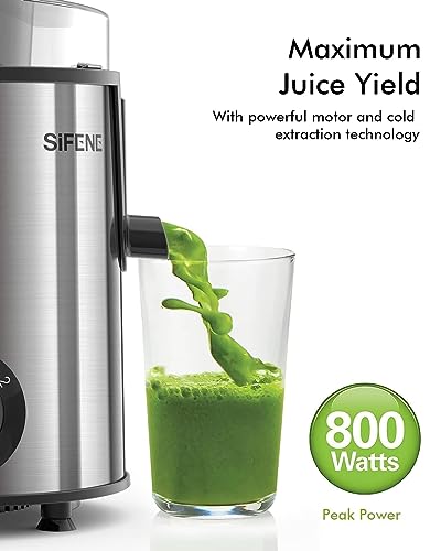 Juicer Machine, SiFENE 500W Centrifugal Juicer Extractor with 3" Wide Feed Chute for Vegetable and Fruit, Juice Maker with 3-Speed Setting, Easy to Clean, BPA Free, Stainless Steel