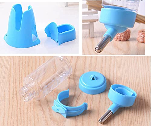 Hamster Automatic Feeder Dispenser for Small Animal Rhamster Ferret Bunny Rabbit Pig Hedgehog Bird Feed Pets, Mini Auto Food Feeding Cage Water Bowl for Vacation(1pcs Feeder+1pcs Water Bowl(Blue)