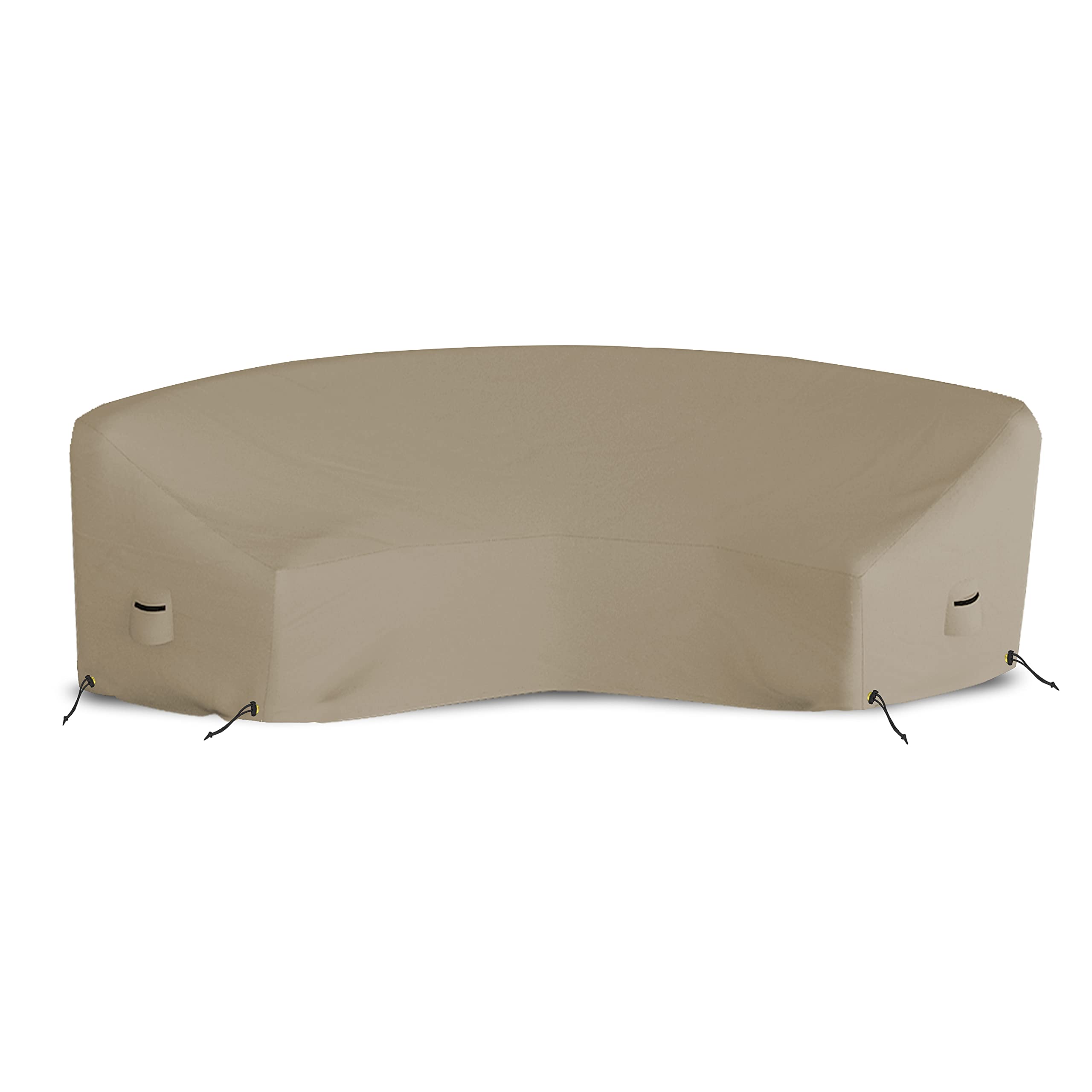 Covers & All Curved Outdoor Couch Cover, 12 Oz PVC Polyester Patio Furniture Cover, Tear & UV Proof Couch Cover Patio with Air Pockets & Drawstrings (190" L x 36" W x 39" H x 128" FL, Beige)