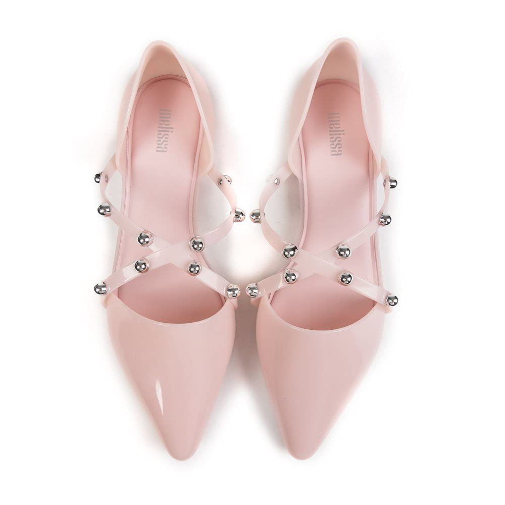 Melissa Womens Pointy Stripe Ballerina Shoes Pink 8