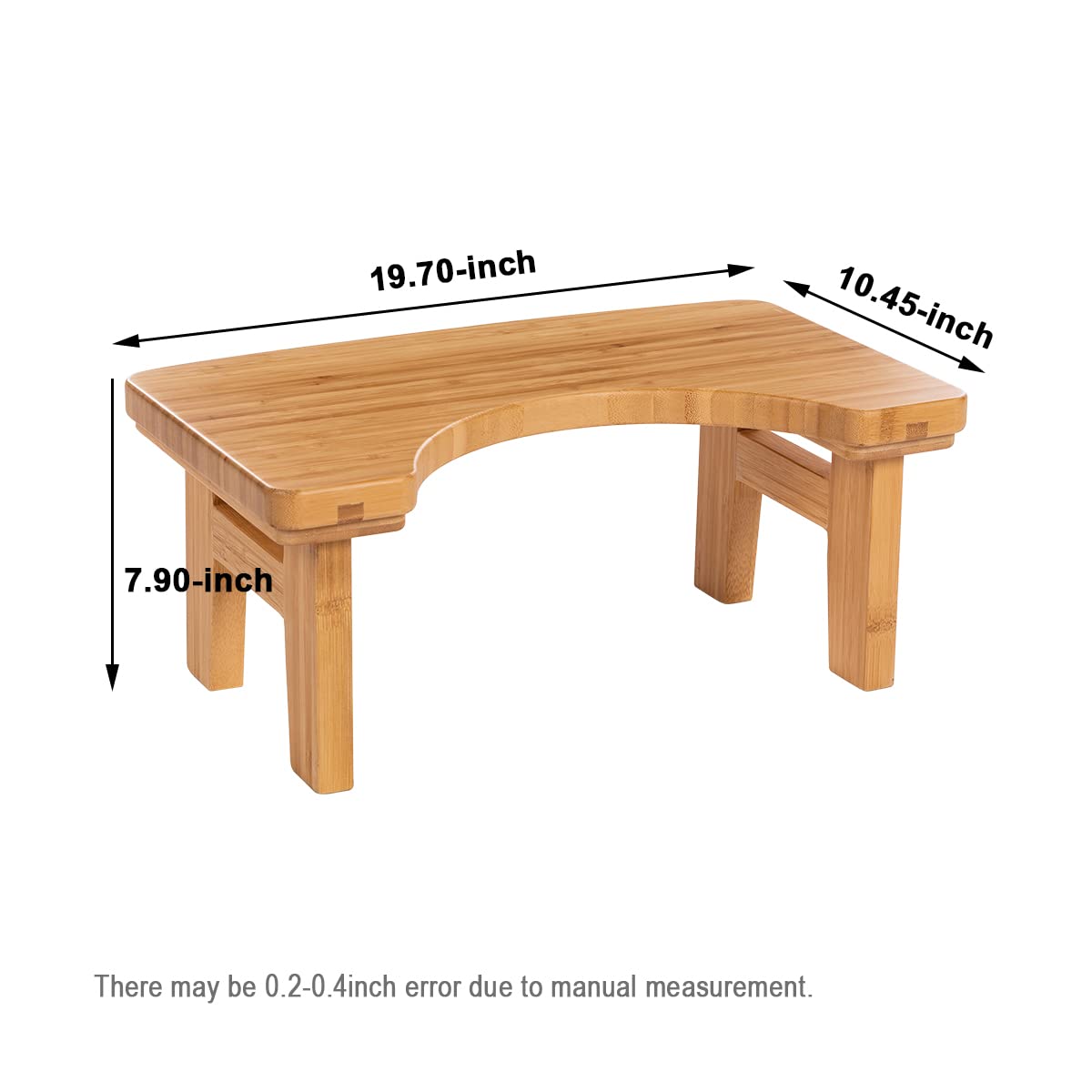 GOBAM Bamboo Bathroom Toilet Stool, Large, 7.9 inches - Squatting Step Stool for Toilet Assistance, Poop Stool for Kids and Adults, Wooden Bath Stool, Minimalist Design