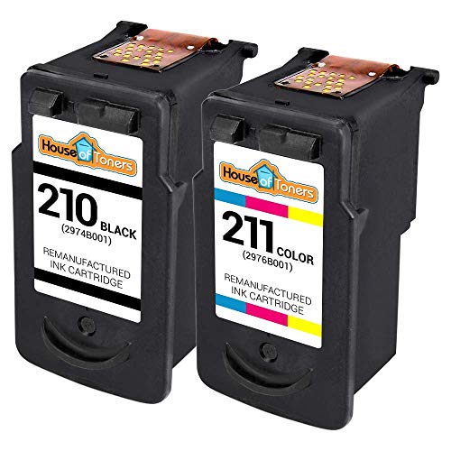 Houseoftoners Remanufactured Ink Cartridge Replacement for Canon PG-210 & CL-211 (1 Black &1 Color)