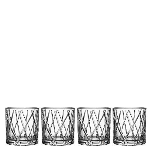 Orrefors City 10.9 Ounce Double Old Fashioned Glass, Set of 4