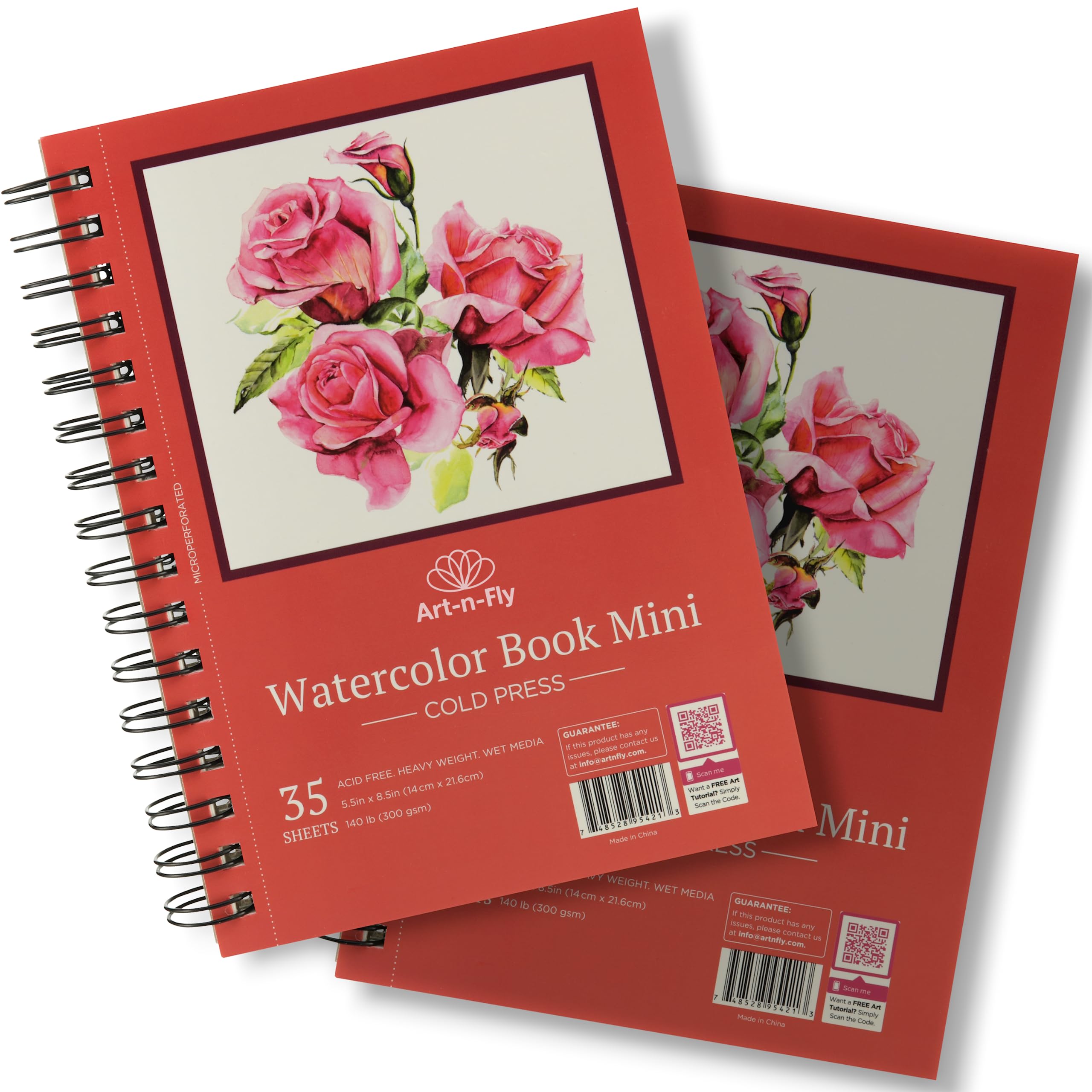 Art-N-Fly 100% Cotton Watercolor Paper Cylinder Mold 15 Sheets 140lb/300gsm Professional Grade