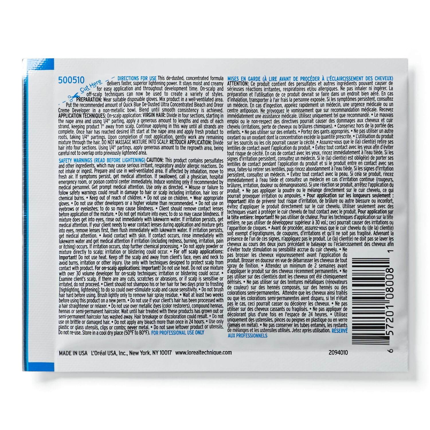 L'Oréal Technique Quick Blue High Performance Bleach | Professional Hair Bleaching Powder | No Drip Formula | Extra Strength Lightening Action Lifts Up To 7 Levels | Single Application | 1 Ounce