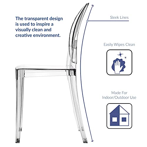 Modway Casper Modern Acrylic Stacking Four Dining Armchairs in Clear