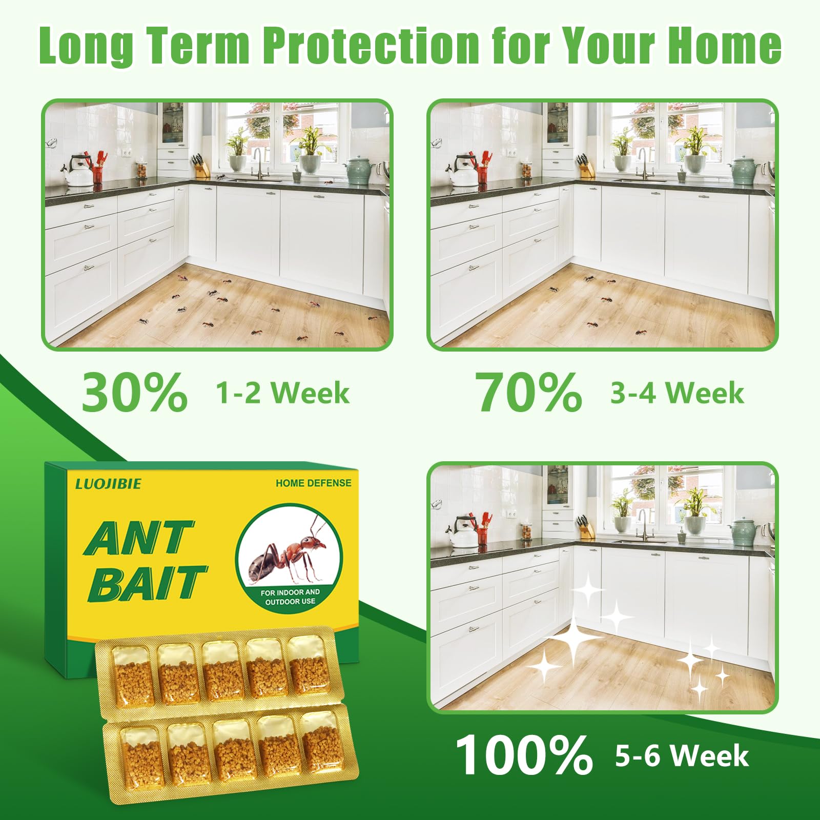 LUOJIBIE Ant Traps Indoor/Outdoor, Ant Killer Bait for Household Use, Ants Control, Strongly and Effectively Ants Repellent-10 Count