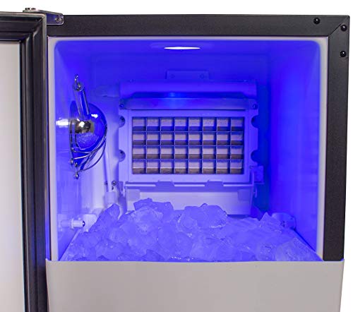 DUURA DI50P 65Lb Premium Clear Ice Cube Maker Machine with Drain Pump Blue LED and Energy Star Built-In Undercounter or Freestanding Household Residential or Commercial Use, 15 Inch Wide, Silver