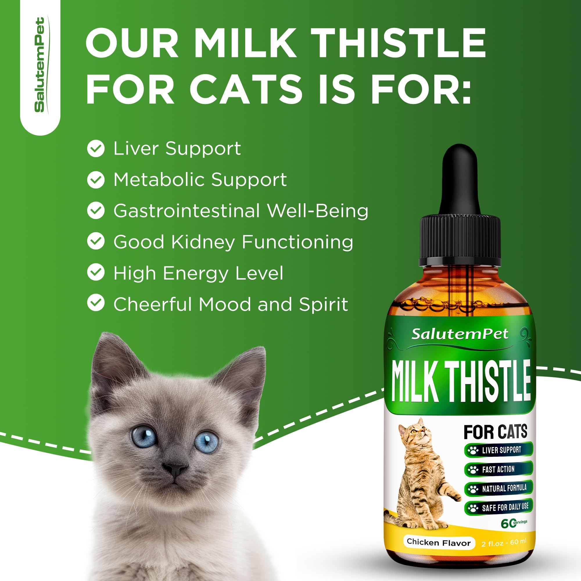 Cat Milk Thistle | Milk Thistle for Cats | Liver Support for Cats | Milk Thistle Cats | Organic Ingredients | 3 Pack x 2 Oz