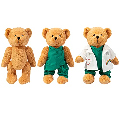 HollyHOME Doctor Bear Stuffed Animal Plush Teddy Bear in Scrubs and White Coat Gifts for Doctors Students and Kids 10 Inch