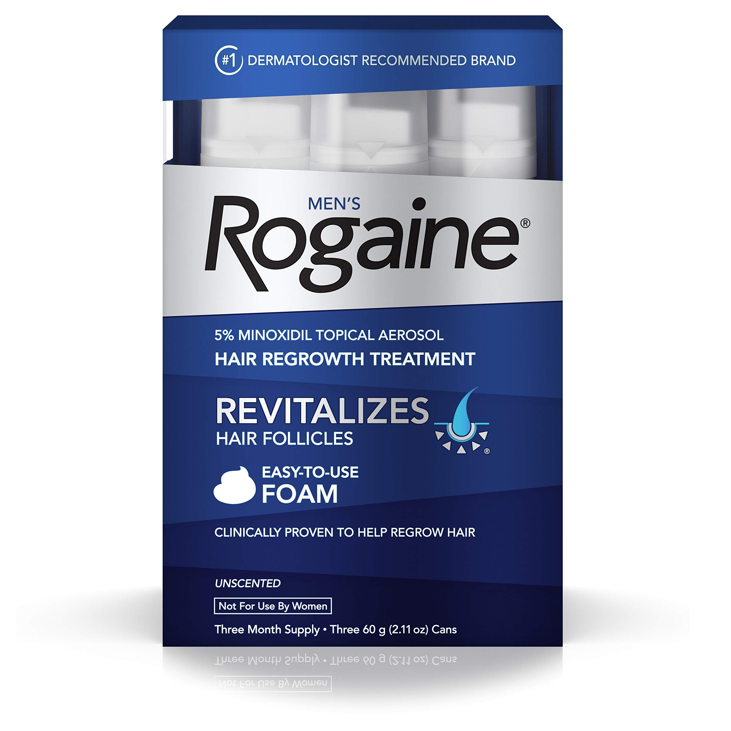 Men's Rogaine 5% Minoxidil Foam for Hair Loss and Hair Regrowth, Topical Treatment for Thinning Hair, 3-Month Supply ( Pack of 3)