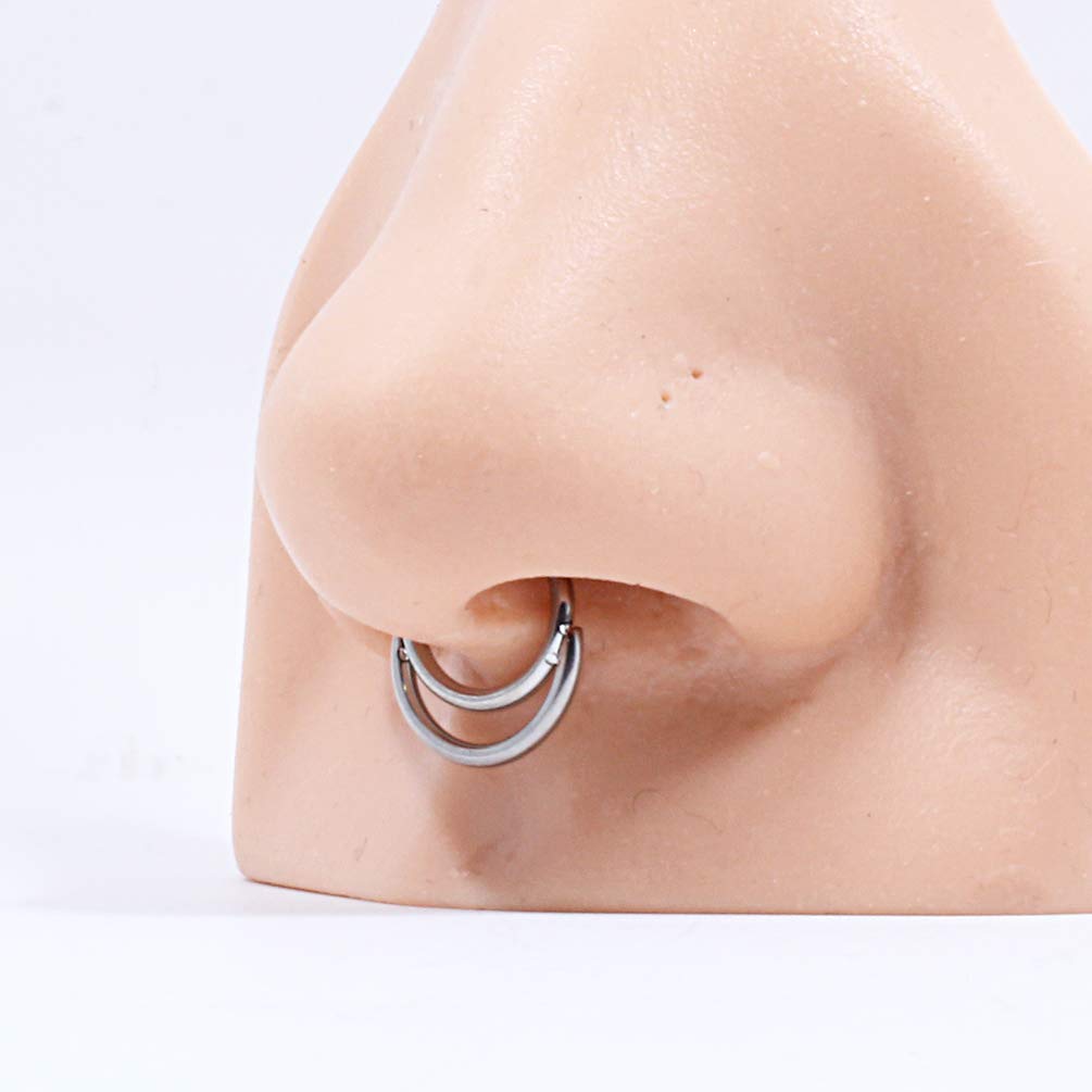 FANSING Surgical Steel Double Crescent Moon Septum Hoop 16g Septum Jewelry 16 Gauge 8mm Septum Rings Clicker Silver Septum Piercing Rings