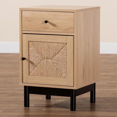 Baxton Studio Cherelle Storage & Organization, 1-Drawer, Light Brown/Black