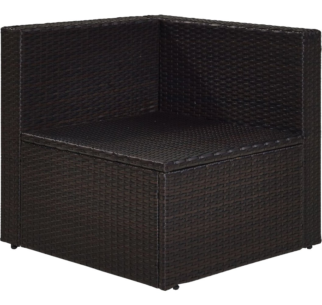 Crosley Furniture Palm Harbor Corner Outdoor Sectional Chair, Wicker Patio Chairs for Porch, Deck, Backyard, Brown with Sand Cushions