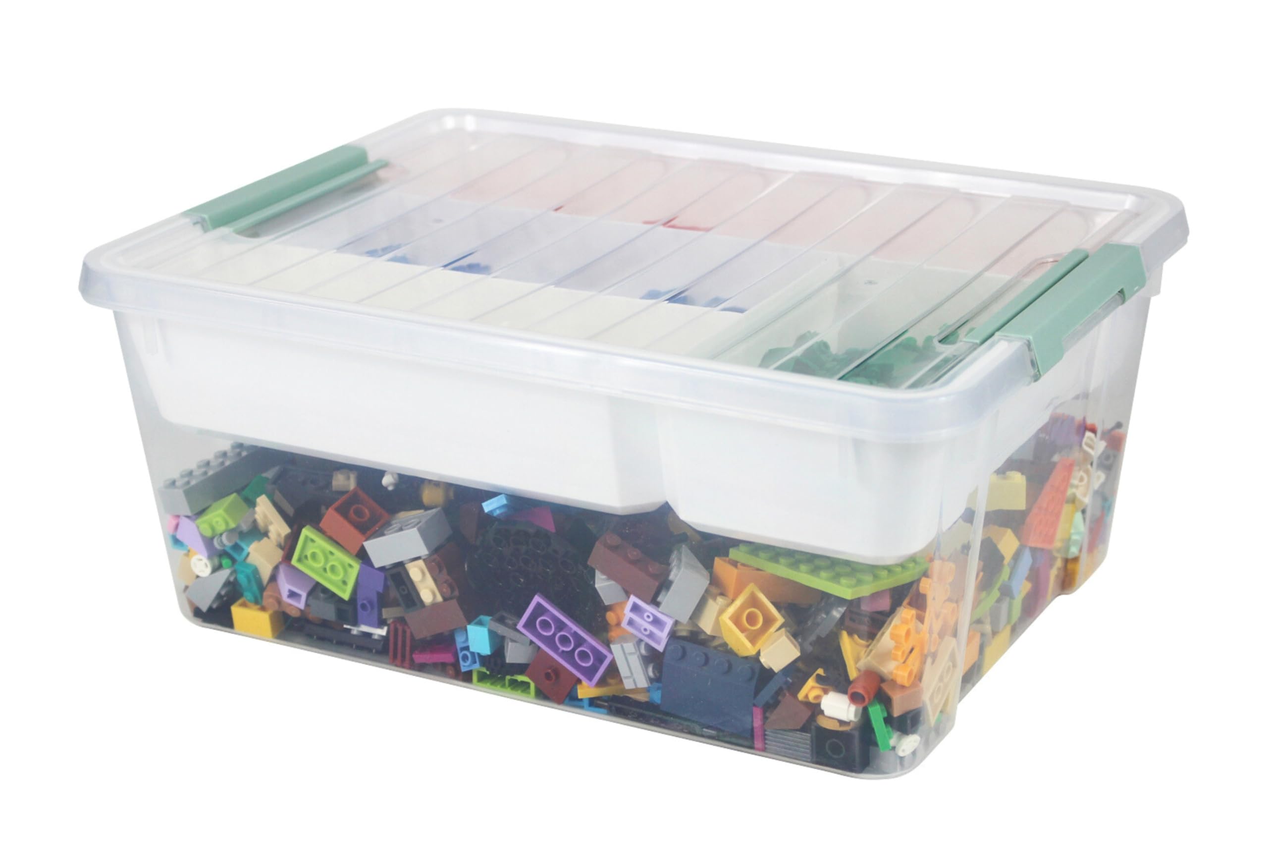 Baylee and Me Clear Plastic Storage Box with Removable Tray β Perfect for Organizing Arts and Craft Supplies, Sewing Notions, Small Toys, Bead, Art Supplies
