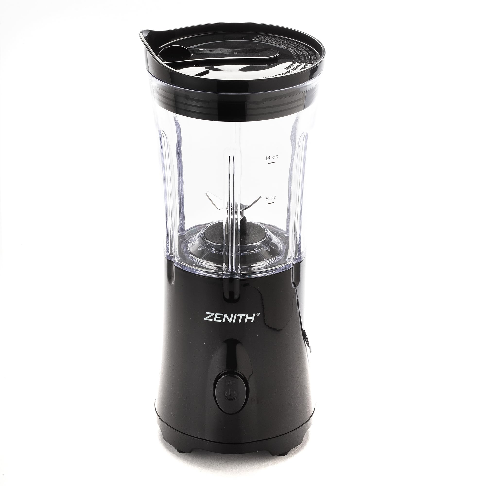 Zenith Portable Blender for Shakes and Smoothies with 14 Oz BPA Free Travel Cup and Lid, Durable Stainless Steel Blades for Powerful Blending Performance, Black (77406)