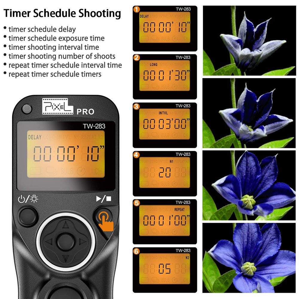 Wireless Remote Shutter Compatible for Sony PIXEL TW-283 S2 Wired Timer Remote Control Compatible for Sony A99II, A77II, A58, A68, A7, A7II, A7R, A7RII, A7S, A7SII, A3000, A5100, A5000 A6000
