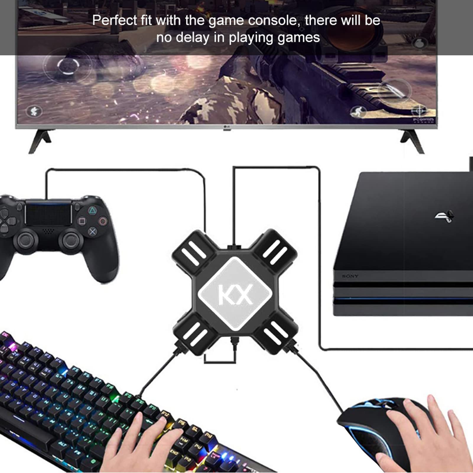 Gamepad Converter, Game Console Mouse and Keyboard Converter for PS4/PS4 Pro/PS4 Slim/XBOXOne/XBOXOne S/XBOXOne X/PS3/PS3 Slim/Switch