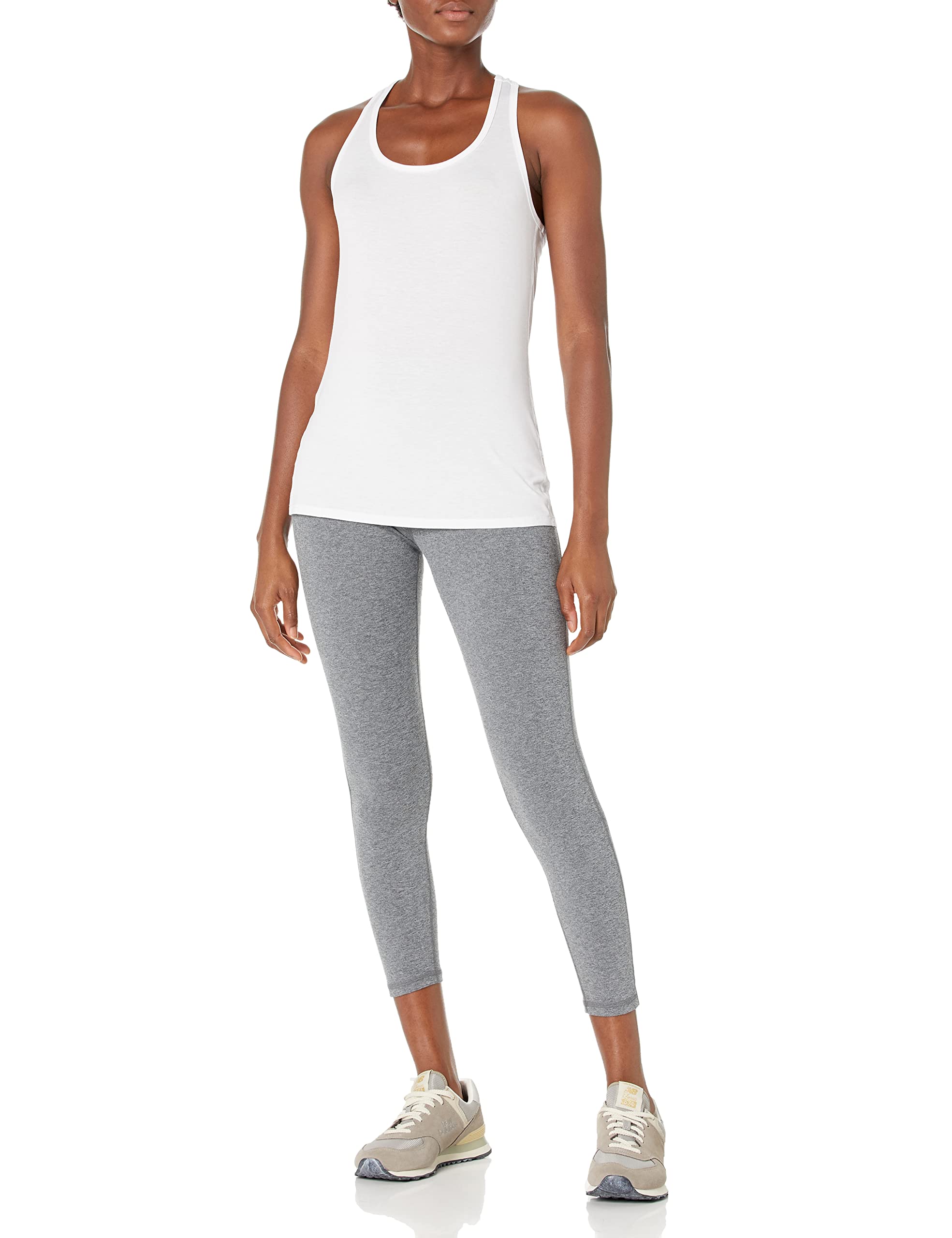 Amazon Essentials Women's Studio Relaxed-Fit Racerback Tank, White, Large
