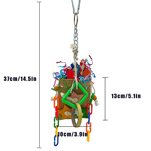 GILYGI Bird Lucky Bag Toys - Bird Foraging Bag with Array of Chewable Toys for Small and Medium Parrot Cockatiels Parakeets Conures Quakers Caiques Pionus Senegals
