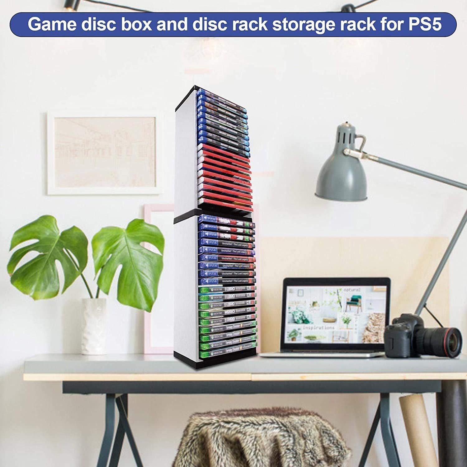 Games Storage Tower, Video Game Storage, Video Game Organizers and Storage for PS4, PS5, Xbox Series X, Nintendo Switch, 36 Game/DVD Rack