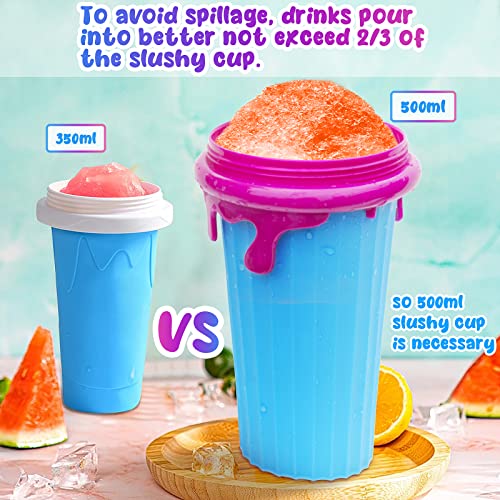 Ludou Slushy Maker Cup 500ml - Slush Cup Frozen Magic Smoothies Maker for Home Ice Cream Milk Shake with Straw Spoon