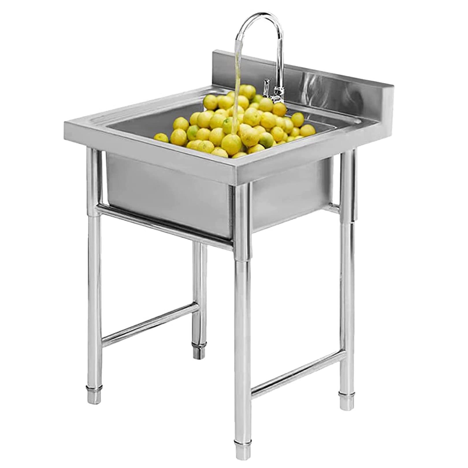 ALEEJA 304 Stainless Steel Prep & Utility Sink with Faucet, Contemporary Laundry Cabinet Sink for Restaurant, Kitchen, Laundry, Garage