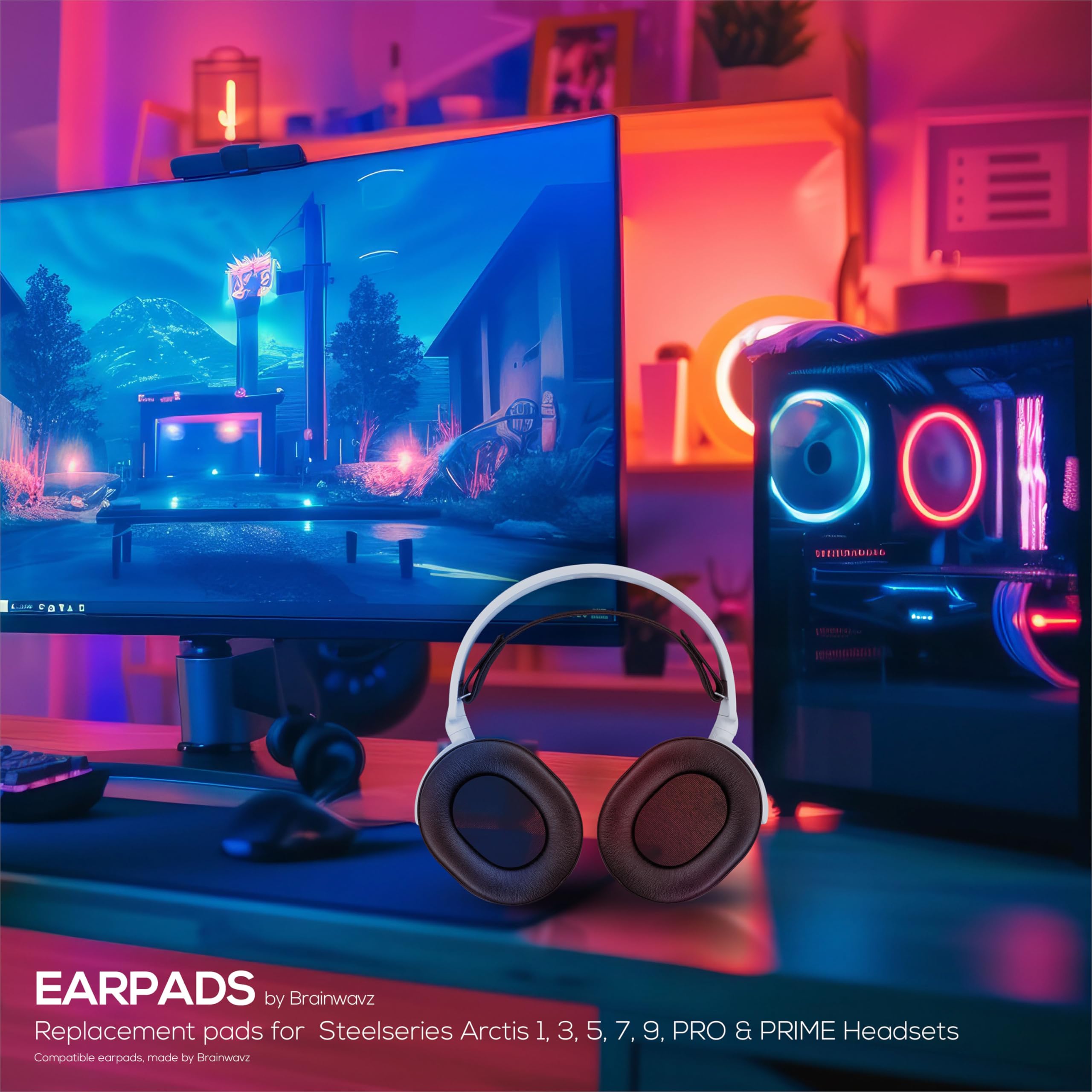 Gaming Gel Earpads for SteelSeries Arctis 1, Arctis 3, Arctis 5, Arctis 7, Arctis 9X, Arctis Pro & Arctis Prime Headset Headphone Earpads, Memory Foam & PU Leather (Black)