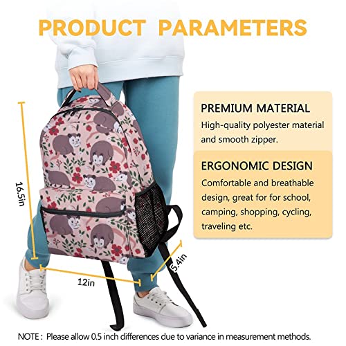 COOPASIA Cute Possum Backpack, 16 Inch Opossum Theme Bookbag with Adjustable Straps, Durable, Lightweight, Large Capacity, School Backpack for Kids Girls Boys