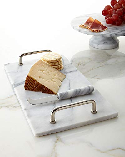 Godinger La Cucina Marble Cheese Board with Knife, 14.00L x 8.00W x 1.85H, Off-white