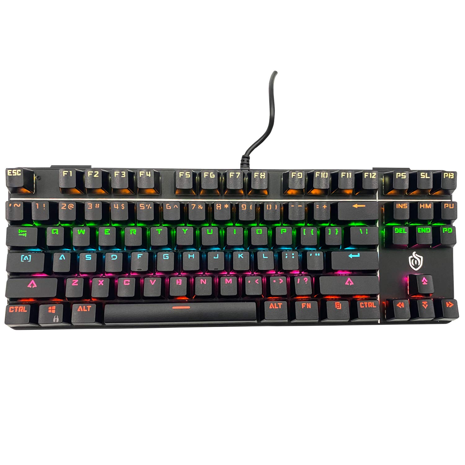 K917 RGB Mechanical Gaming Keyboard 87Key Retro Keyboard-Blue Switch-LED Backlit- Round Keycaps Anti-Ghosting Mechanical Illuminated Keyboard for PC Gaming and MAC (Retro-Black)
