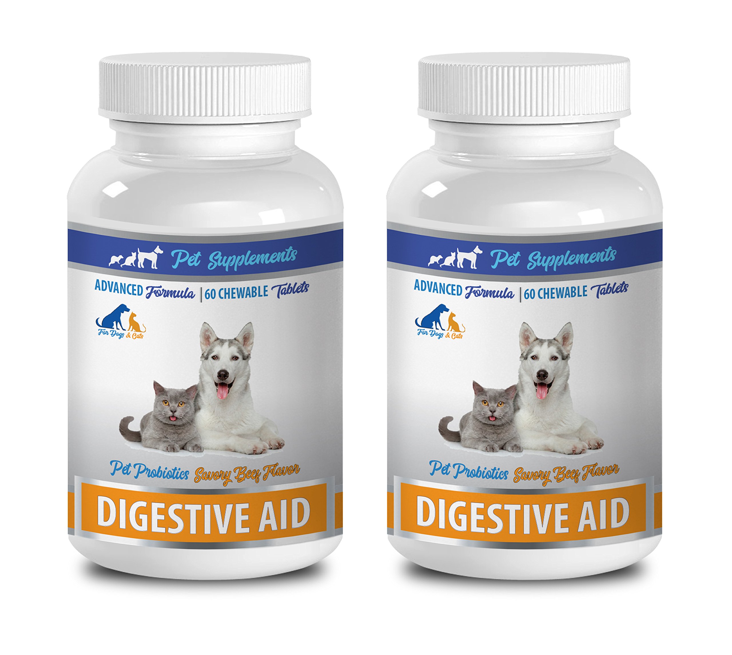 cat Stomach Relief - Pet Digestive Aid - Probiotics - for Dogs and Cats - Chewable - Digestive Support for Cats - 2 Bottle (120 Chews)