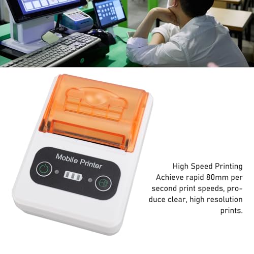 Bluetooths Thermal Receipt Printer, 58mm Handheld POS Inkless Receipt Printer, Portable Small Thermal Printer for Small Business Office Retail Store Restaurant (Orange White)