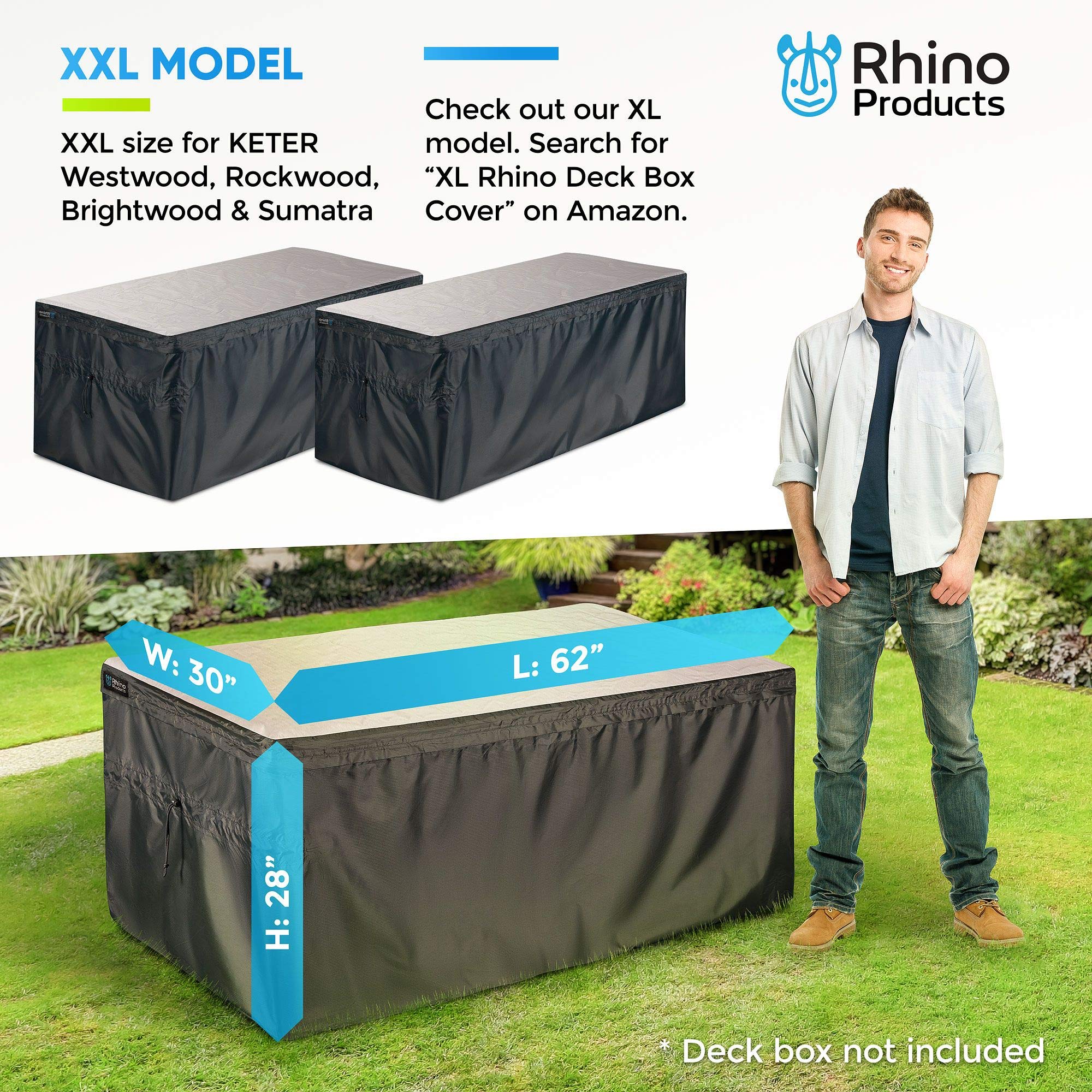 Bag Mate Deck Box Cover, Waterproof Quick Open Cover Top with Zipper (62" x 30" x 28")