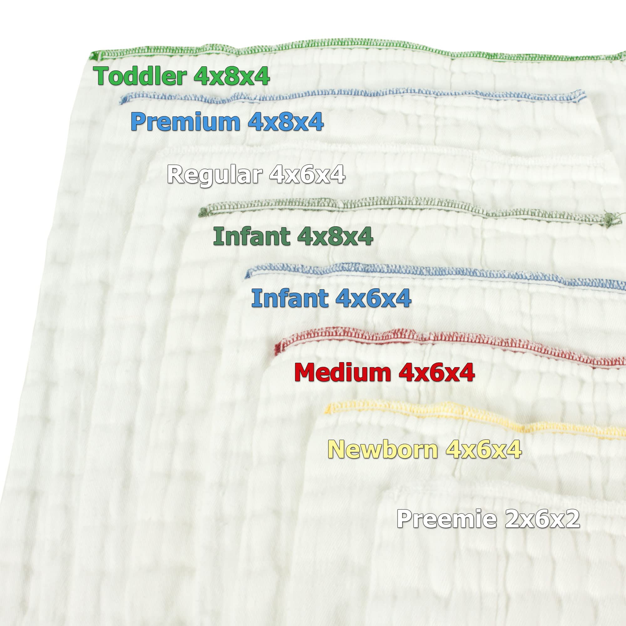 OsoCozy - Prefold Cloth Diapers (1 Dz) - Soft, Absorbent Durable Diaper Service Quality Prefolds. 100% Cotton - 12"x16", Fits 7-15 Lbs. - (Infant 4x8x4)