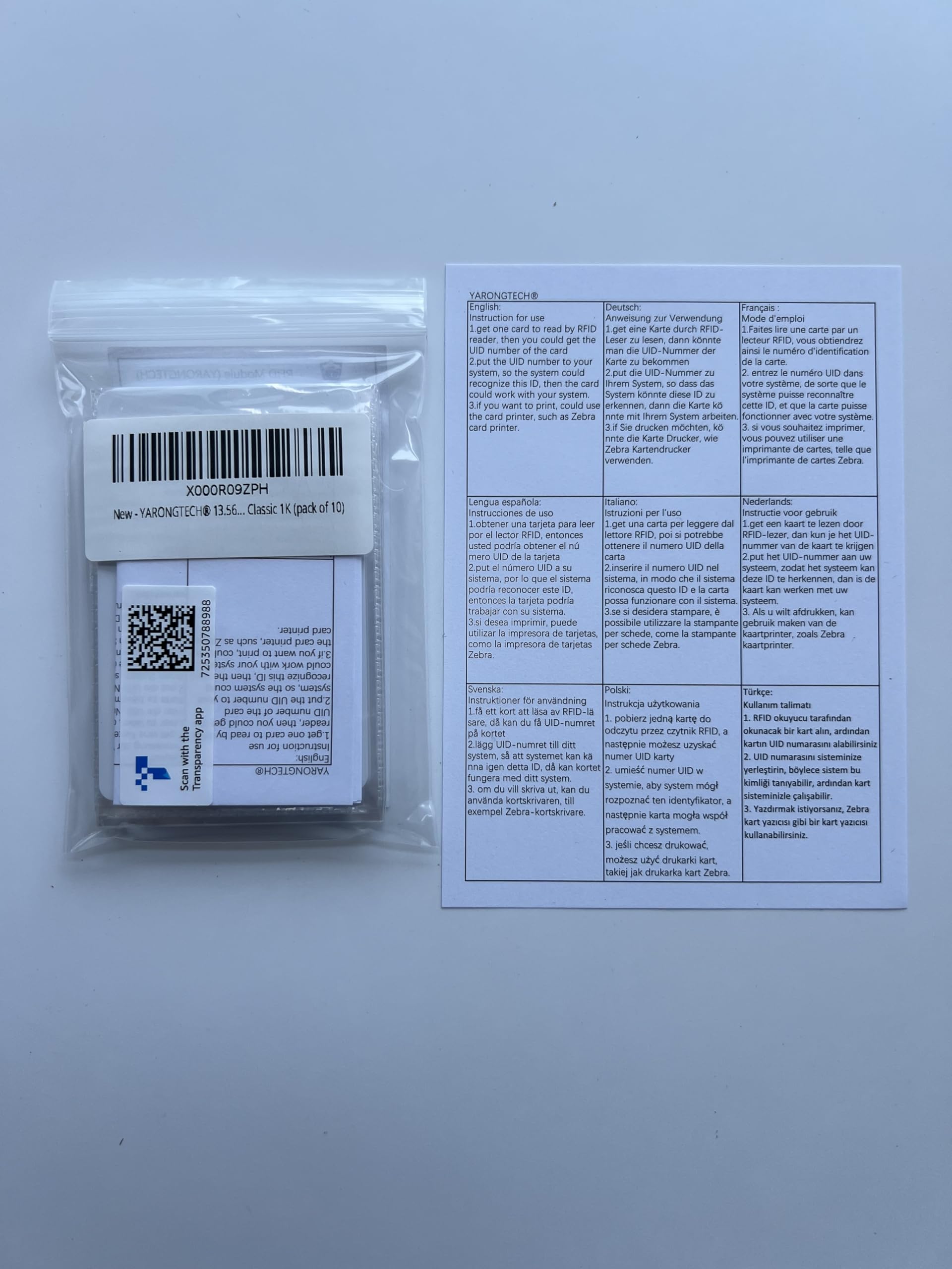 YARONGTECH 13.56mhz MIFARE Classic® 1K Evolis Printable White PVC Card for Door Entry Access Control (Pack of 10)