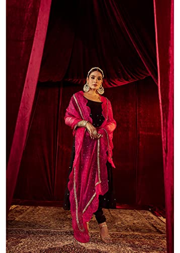 Elina fashion Indian Kurti for Womens With Pant & Dupatta | Ethnic Readymade Kurtis Stitched Kurta For Women Black