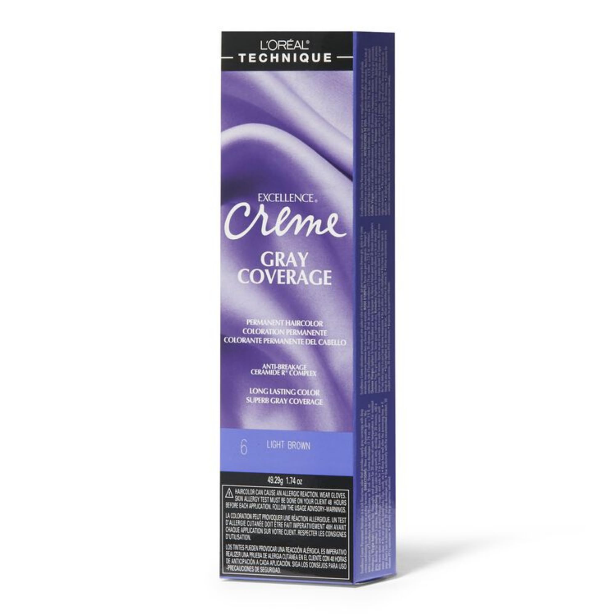 L'Oréal Technique Excellence Crème Permanent Hair Color | Long-Lasting Hair Dye | Rich Formula with No-Drip Application | Superb Gray Coverage | For All Hair Types | Light Brown
