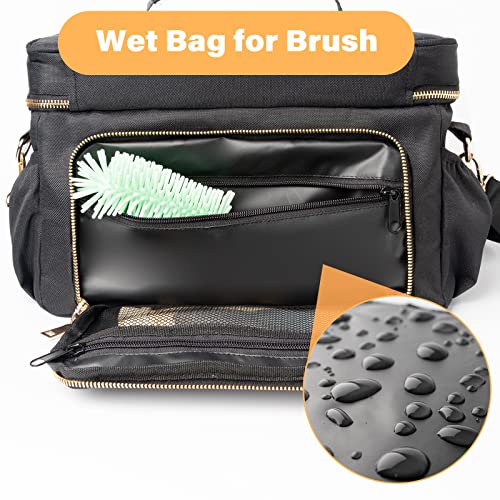 EliteMom Breast Pump Tote Bag (Patent Pending) - Stylish Pumping Bag Compatible with Spectra S1 S2 Gold, Medela, and More with Cooler for Working Moms