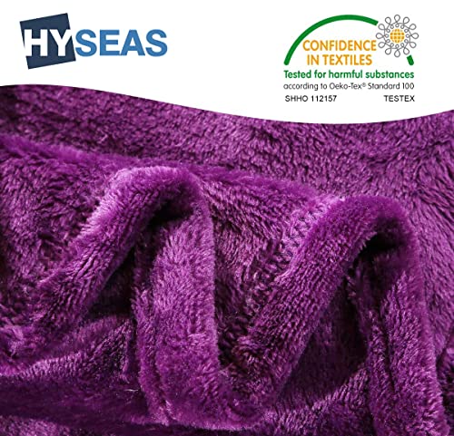 HYSEAS Flannel Fleece Throw Blanket Purple - Super Soft Plush Microfiber Solid Blanket for Couch, Bed, Chair, Sofa - Fuzzy Cozy Lightweight - 50x60 Inch