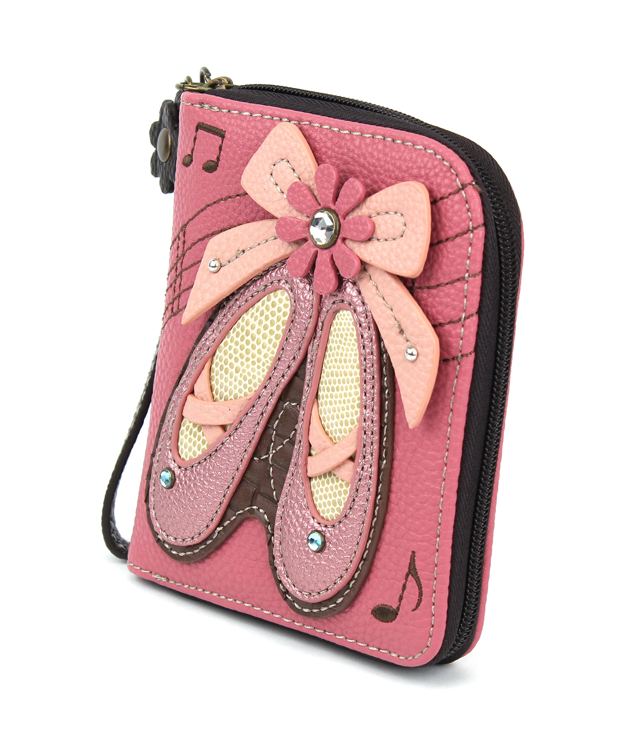 CHALA Zip Around Wallet, Wristlet, 8 Credit Card Slots, Sturdy Pu Leather - Ballerina - Pink
