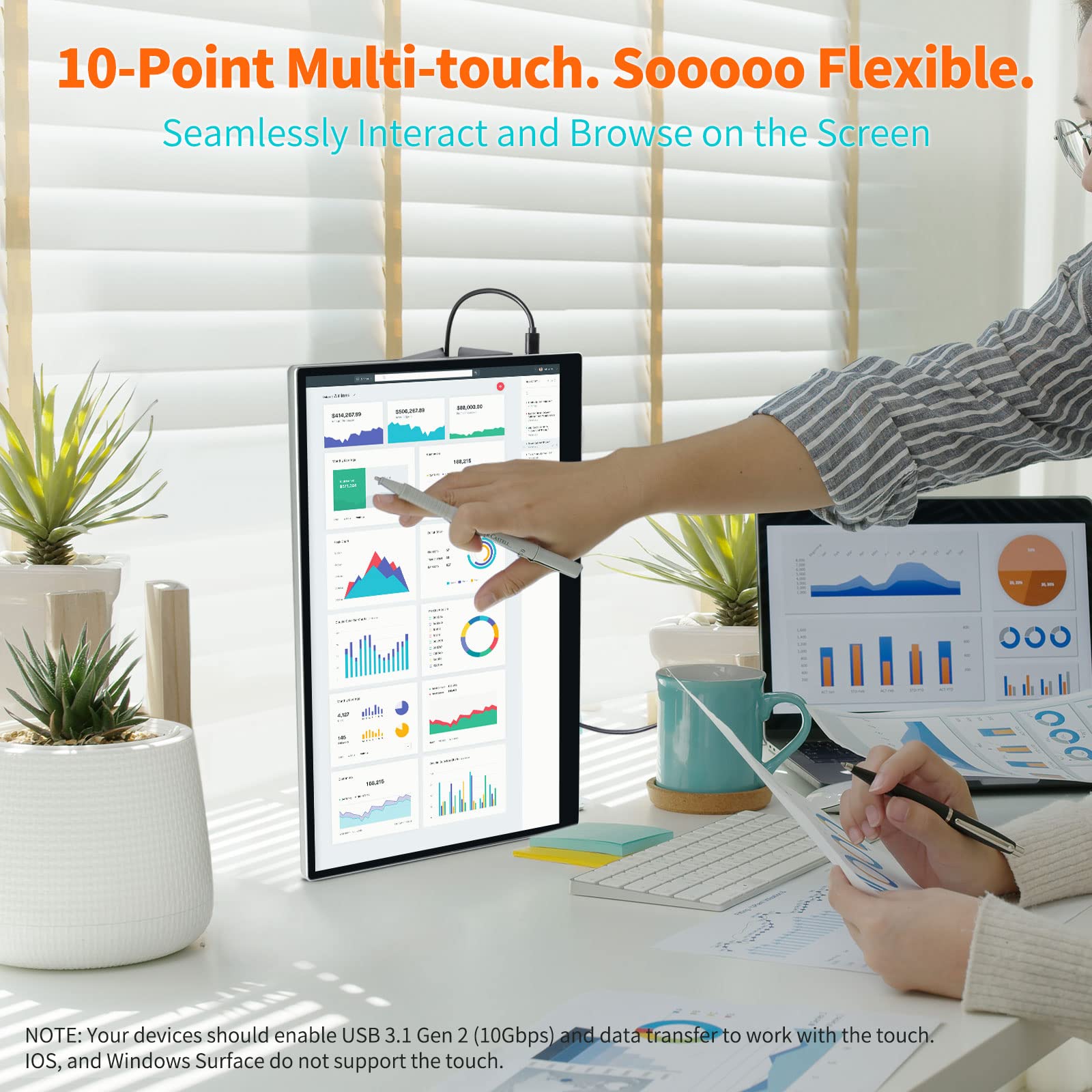 CASKING Upgraded Portable Touch Monitor Bundled with Premium Touch Monitor