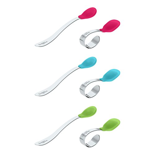 green sprouts Learning Spoon Set | Parent feeds while baby learns | Includes self-feeding spoon for baby to learn & feeding spoon for adult, 2 Piece Set