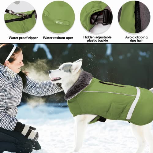 Doglay Dog Winter Coat with Thicken Furry Collar, Fleece Lining Reflective Warm Dog Jacket, Waterproof Adjustable Dog Clothes for Cold Weather, Soft Puppy Vest Apparel for Small Medium Large Dogs