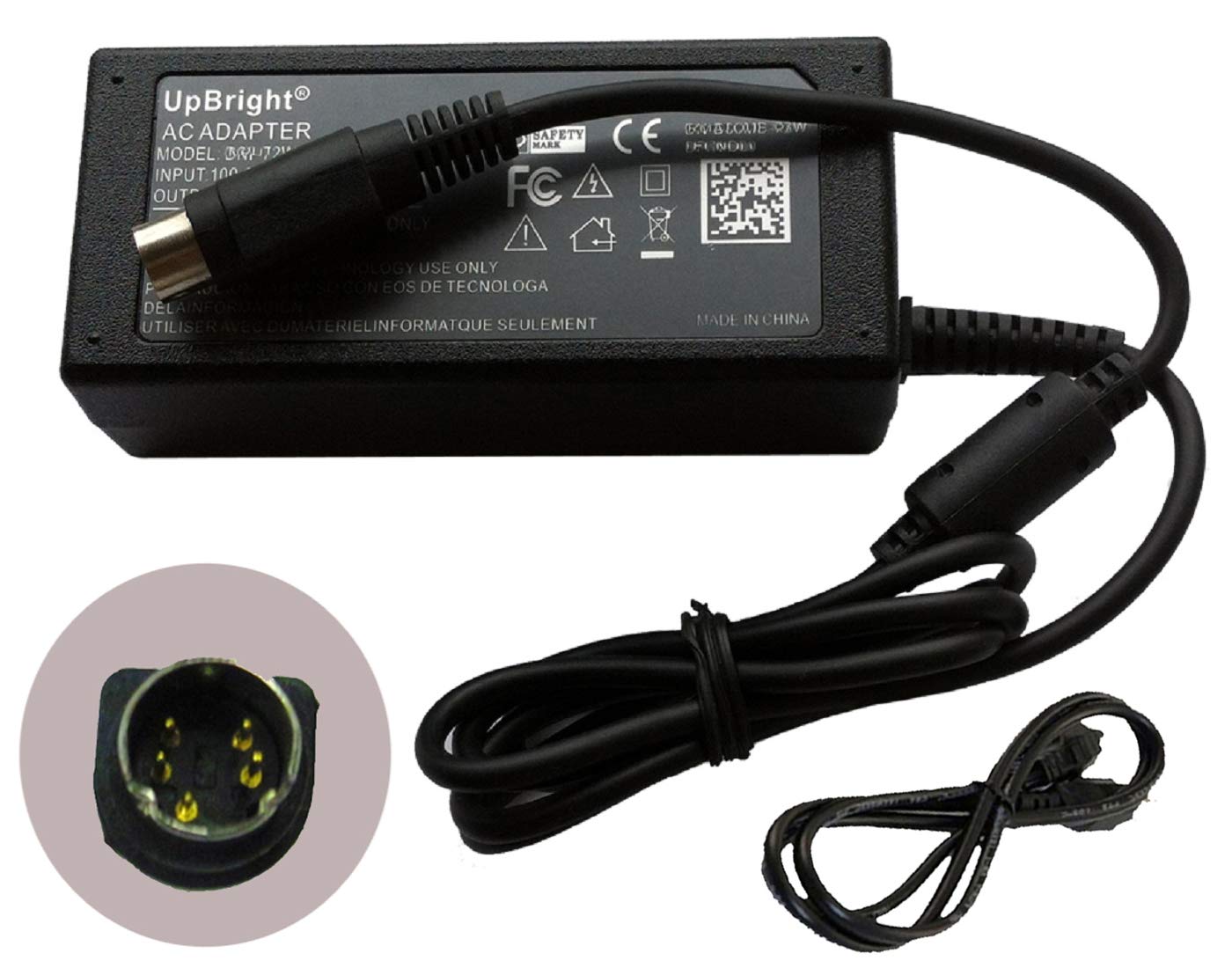 UpBright 5-Pin Mini DIN 12V 5V AC/DC Adapter Compatible with Western Digital WD Elements WD7500E035 WD10000E035 WD5000EB035 WD6400EB035 WD2500E035 WD3200E035 Hard Drive HDD DC in 12/5V Power Supply